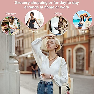 AUNOOL Initial Floral Canvas Tote Bag with 2 Inner Pockets, Personalized Wedding Gift Bag for Women Teacher Bridesmaid Flower, Reusable Shopping Bag for Groceries, Cosmetic Makeup Bag Letter A