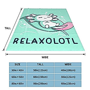 Relaxolotl Funny Cute Axolotl Blankets Cozy Lightweight Soft Blankets and Throws for Sofa,50"x40"Anti-Pilling Flannel Cozy Blankets for Women Man Gift Adults Kid