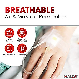 HEALQU Surgical Transparent Tape for Wound Care, Tubing, First Aid Supplies - 1" x 10yd Box of 12 Breathable, See Through, Microporous Waterproof Tape with Gentle Adhesion and Easy Monitoring