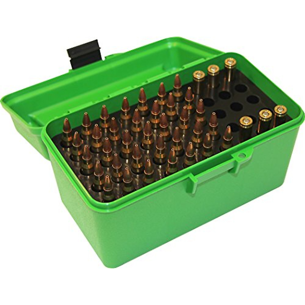 MTM H50-RM Deluxe 50-Round Rifle Ammo Box 220 Swift 22-250 243 308 Win, Green