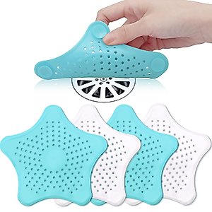 4 Pack Hair Catcher Shower Drain Hair Catcher Drain Cover Bathtub Drain Cover Silicone Hair Stopper for Shower Drain with Suction Cup, Easy to Install and Clean, Suit for Bathroom, Bathtub, Kitchen