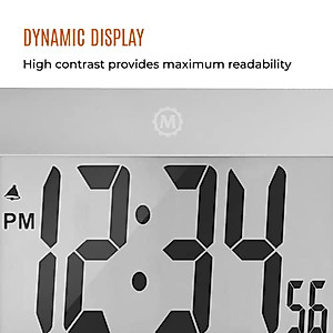 MARATHON Large Digital Wall Clock with 8” Display, Graphite Gray - Easy to Read
