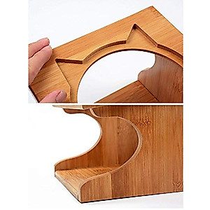 Smith Chu Premium Elevated Pet Bowls, Raised Dog Cat Feeder Solid Bamboo Stand with Ceramic Food Feeding Bowl - Cute Kitty Bowl for Cats and Puppy