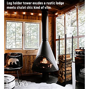 LEOPO Industrial Fireplace Log Holder Tower, Frame Indoor Outdoor Log Holder, Heavy Duty Wood Rack for Firewood