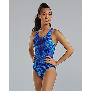 TYR Women's Standard Durafast Elite Maxfit Swimsuit, Blue Vitality, 36