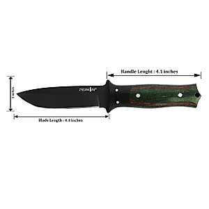 Perkin Hunting Knife With with Leather Sheath Full Tang Fixed Blade Knife Bushcraft Knife - HUNTER DELTA