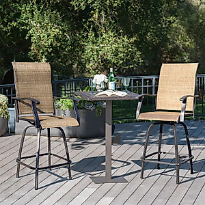 VICTONE Patio Bar Stools Set of 2 All-Weather Outdoor Patio Furniture Set Counter Height Tall Patio Swivel Chairs for Bistro, Lawn, Garden, Backyard