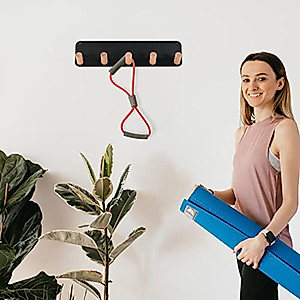 Faveaux Wall Mounted Coat Rack Wood Wall Hooks Hanging Hanger Pegs Metal Wooden Modern Boho Accordion Wall Room Decor Clothing, Coats, Towel, Hat, Scarf Rack Wall Mount, Heavy Duty Black Pack of 1