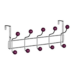 Premier Housewares 509733 Coat Hooks/Over Door Hanger/Over Door Coat Hooks/Door Hanger - 10 Hooks,Purple,H17 x W41 x D12cm