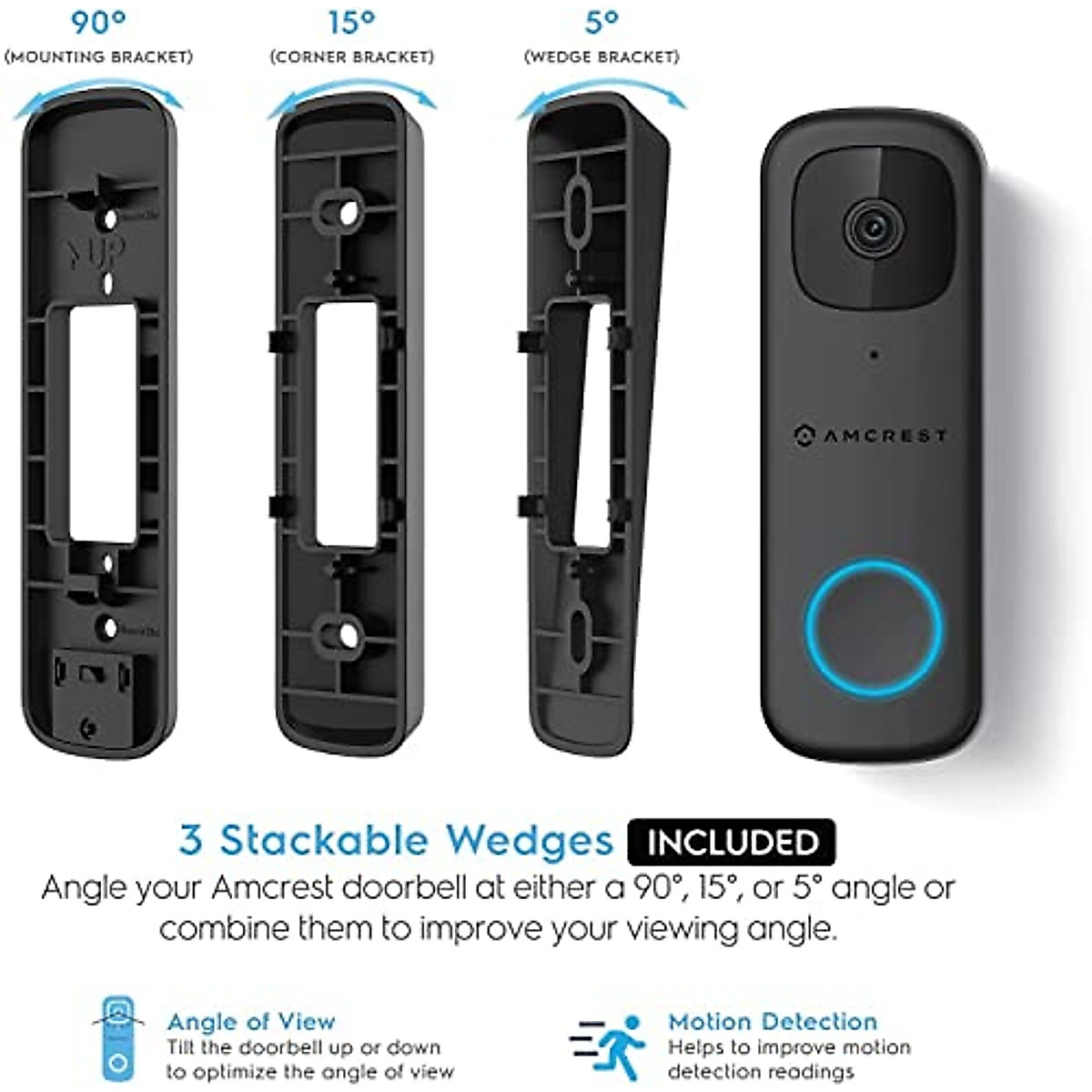 Amcrest 4MP Video Doorbell Camera Pro, Outdoor Smart Home 2.4GHz and 5GHz Wireless WiFi Doorbell Camera, Micro SD Card, AI Human Detection, IP65 Weatherproof, 2-Way Audio, 164º Wide-Angle Wi-Fi AD410