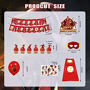 103 Pcs Anime Birthday Decorations Include Banner，Backdrop, Balloons, Cake Topper, Cupcake Toppers, Mask, Cloak and Tattoo Stickers,Flash Birthday Party Supplies for boys