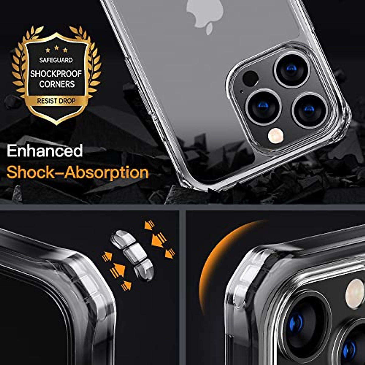 JETech Case for iPhone 14 Pro Max 6.7-Inch (NOT for iPhone 14 Pro) with 2-Pack Tempered Glass Screen Protector, 360 Full Body Shockproof Bumper Phone Cover Protective Clear Back (Clear)