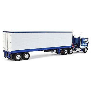 Peterbilt 352 COE 86" Sleeper Cab and Vintage 40' Refrigerated Trailer Surf Blue and White 1/64 Diecast Model by DCP/First Gear 60-1298