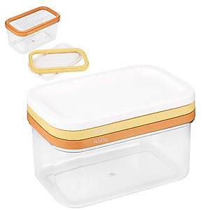 Butter Cutting Box, Butter Block Dish with Lid and Butter Cutter Net Rectangular Storage Box Kitchen Tool, 6.6 X 3.7 X 3.7in