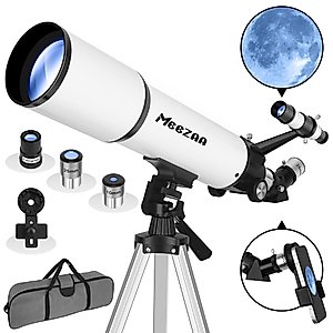 MEEZAA Telescope for Adults Astronomy, 80mm Aperture 600mm Refractor Telescope for Kids & Beginners, Fully Multi-Coated Optics High Transmission Telescopes with Tripod & Phone Adapter & Carrying Bag