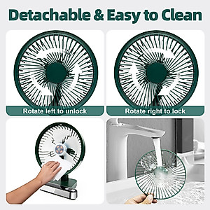 ASYOURZ Oscillating Table Fan - 6.7 Inch Portable Quiet Desktop Fans with 4 Speeds Strong Airflow - 7200mAh Battery Operated or USB Powered Fan - 120° Oscillating Personal Table Fan for Home Office