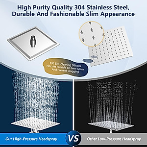 NLZQPTS 8inch Rain Shower Head with Filter,High Pressure Handheld Shower Heads with 7 Spray Combo,Square Filtered Showerhead for Hard Water Softener,59" Hose,Bathroom,Brushed Nickel Finish