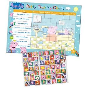 Paper Projects 01.70.30.022 Peppa Pig Potty and Toilet Training Reward Chart and 56 Sparkly Stickers, Pink