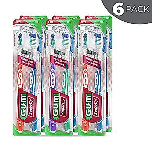 GUM - 10070942404614 Super Tip Toothbrush, Compact Soft Bristles, Twin Pack (Pack of 6)
