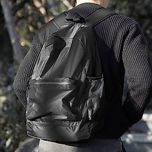 pack all 20L Lightweight Packable Backpack, Water Resistant Foldable Backpack, Travel Hiking Daypack with Waterproof Zippers (Black)