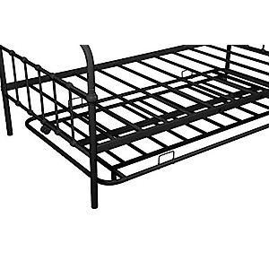 ODC Twin Size Metal Daybed with Pop Up Trundle,Heavy Duty Steel Slat Support Sofa Bed for Living Room,Bedroom/No Box Spring Needed, Black