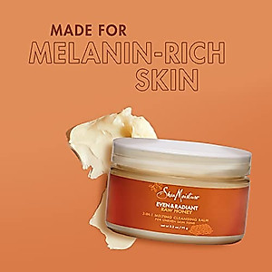 SheaMoisture Even and Radiant Face Cleanser For Uneven Skin Tone and Dark Spots 3-in-1 Cleansing Balm With Raw Honey 3.2 oz