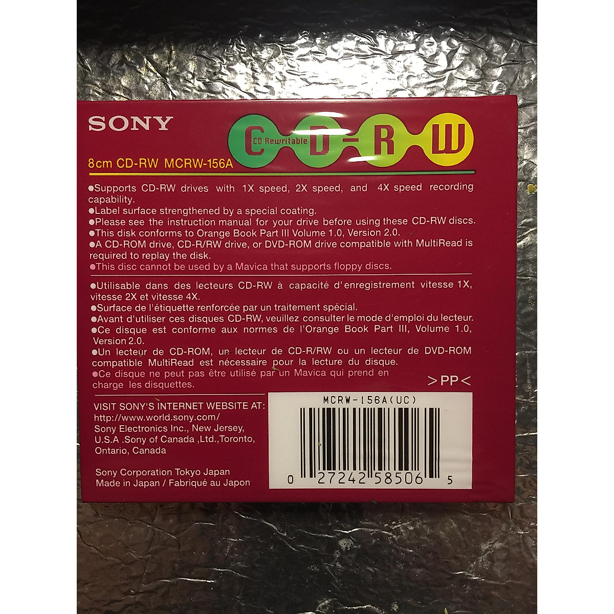 SONY MCRW156A Dragon Media CD-RW Disc