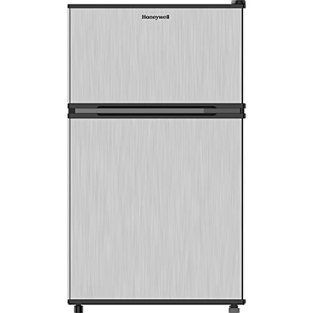 Honeywell 3.1 Cu Ft Mini Fridge with Freezer, Double Door, Low noise, Compact Refrigerator for, Office, Dorm Adjustable Temperature, Stainless Steel