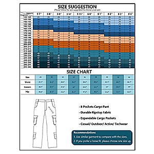 TRGPSG Men's Wild Cargo Pants, Camo Pants Cotton Casual Work Hiking Pants with 8 Pockets(No Belt) 5337 Black 32