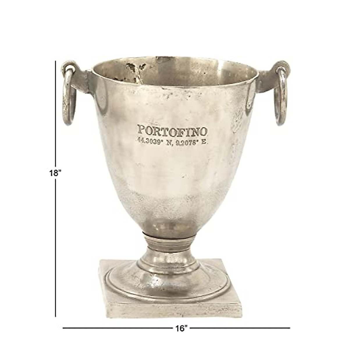 The Novogratz Aluminum Champagne 2 Bottle Ice Bucket, 16" x 12" x 18", Silver