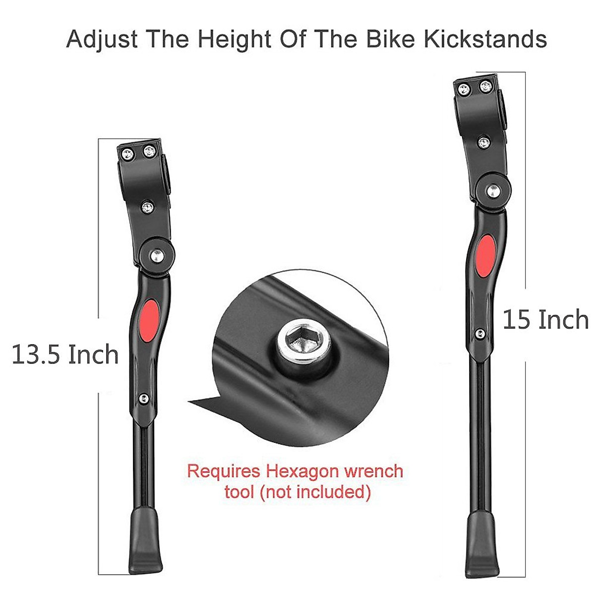 Yakamoz Adjustable Bike Kickstand - Durable Non-Slip Bicycle Kickstand Bike Stand for Road Mountain City Bikes - Black
