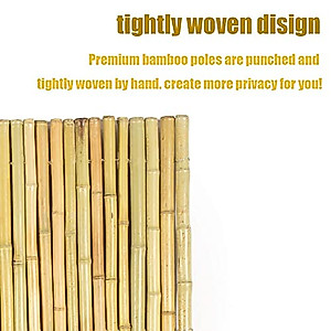 Mininfa Natural Rolled Bamboo Fence, Eco-Friendly Bamboo Fencing, 0.7 in D x 4 feet High x 6 feet Long, Bamboo Screen for Garden, Privacy