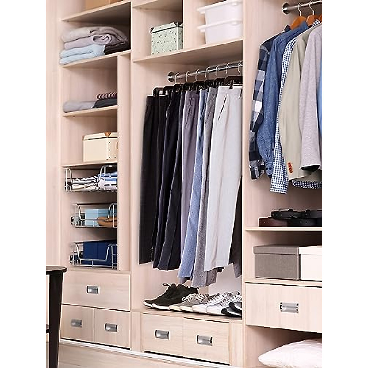 SMARTOR Pant Hangers & Skirt Hangers - Clips Hangers for Shorts, Shirts, Jeans, Dresses, Slacks, Coats, Clothes - Durable, Black Pant Hangers, Plastic Pant Hangers with Clips, Space Saving - 10 Pack