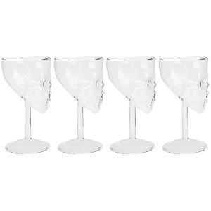 Halloween Skeleton Wine Glasses Set of 4, Funny Halloween Skull Glasses Goblets Clear Skeleton Glassware for Spooky Wine, Water or , Halloween Decorations Beverage Gifts
