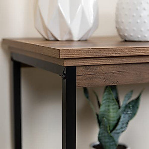 Danya B. Oslo Contemporary Industrial Horizontal 3-Tier Etagere Bookshelf – Standing Open 3-Shelf Bookcase Unit – Black Iron Metal & Maple Finish