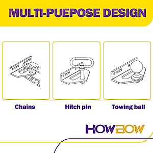 Zero Turn Mower Trailer Tow Hitch, 1/4"(6mm) Thick Heavy Duty Steel Universal Lawn Trailer Hitch 2"-5.1" Hole Center, Versatile Chain Slot Rugged Steel Trailer Hitch Included Carriage Bolt Hardware