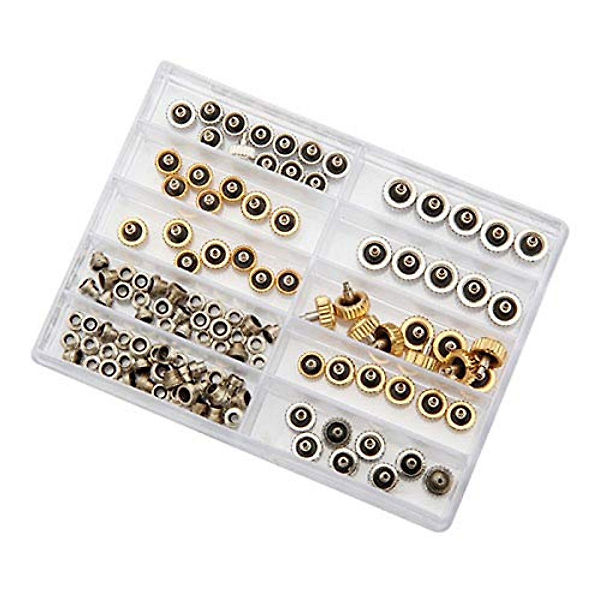 Pukido Lowest Price 60pcs Watch Crown for Rolex Copper 5.3mm 6.0mm 7.0mm Silver Gold Repair Accessories Assortment Parts