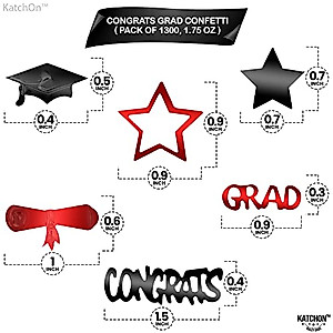 Graduation Confetti 2023 - Pack of 1300 | Grad Confetti 2023, Red and Black Graduation Decorations | Graduation Party Decorations 2023 Confetti Graduation | Graduation Centerpieces for Tables 2023