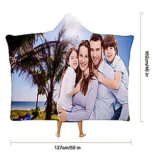 JKSER Custom Hooded Blankets, Personalized Wearable Blanket with Pictures and Text, Flannel Gift for Family, Best Friend, Lover or Wife, Variety of Colors can be Selected 40 Inx 50In, 40Inx50In