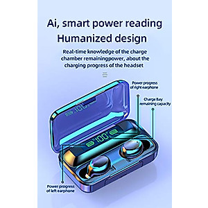 FSS Led Display Waterproof Earbuds Headphone Wireless Bluetooth Earphones Auriculares F9 Audifonos with 2000Mah Power Headset, Black