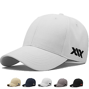 MUNULA Oversize Baseball Cap XXL Big Head Hats for Men Large Embroidery Hats Dad Hat Adjustable 23.6"-26.8" (White)