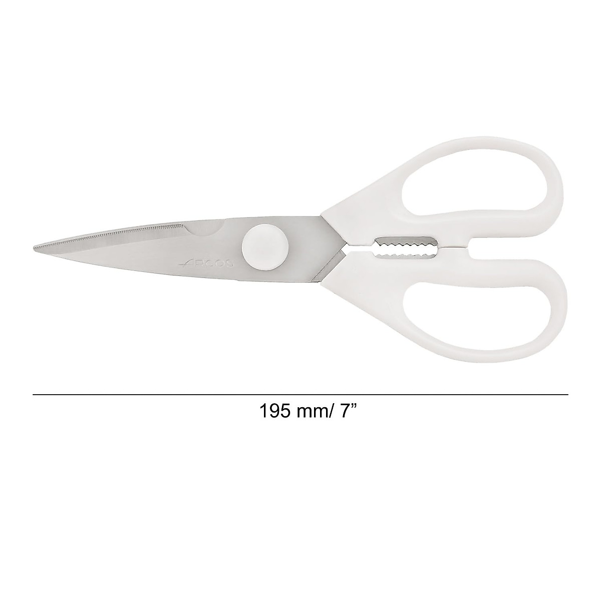ARCOS Kitchen Take Apart Scissors 8 Inch Nitrum Stainless Steel and 195 mm blade. 154 gr. Ergonomic Polyoxymethylene POM Handle. Series Prochef. Smooth edge and stylish wooden handle. White Color