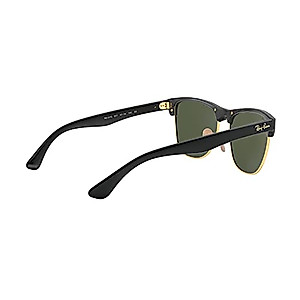 Ray-Ban RB4175 Clubmaster Oversized Square Sunglasses, Demi Gloss Black On Gold/G-15 Green, 57 mm