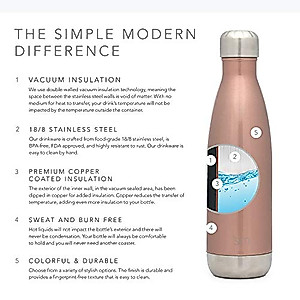 Simple Modern 34 Ounce Wave Water Bottle - Stainless Steel Liter Double Wall Vacuum Insulated Leakproof -Rose Gold