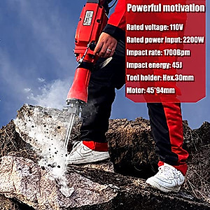JACKCHEN Demolition Electric Jack Hammer with 6pcs chisel bit, Concrete Breaker Power Hammer, Heavy Duty Concrete Breaker Demolition Drills