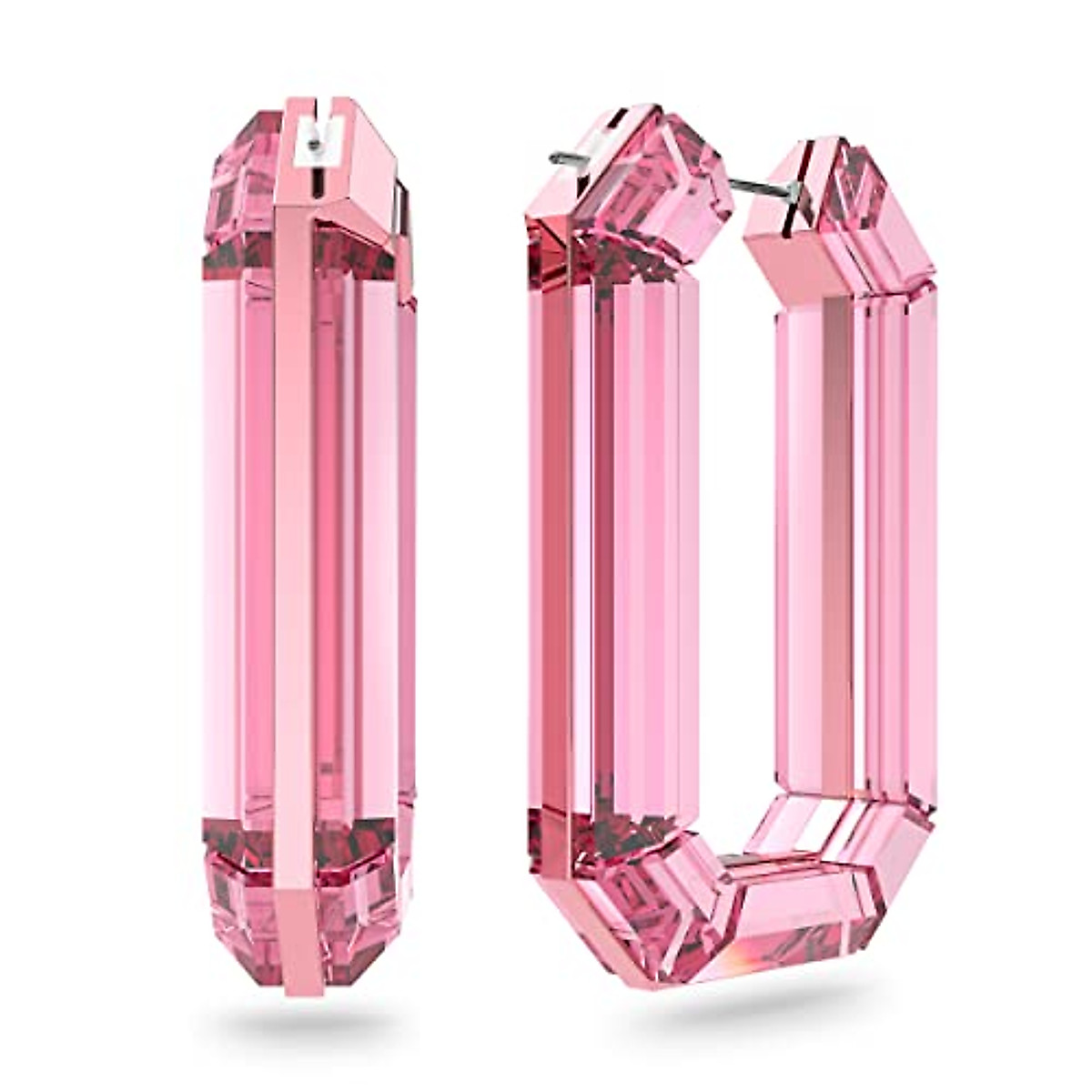 SWAROVSKI Lucent hoop earrings, Pink, Rhodium Finish
