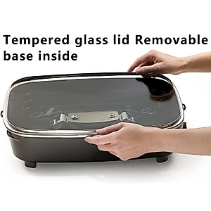 16-inch Electric Foldaway Nonstick Skillet - with Tempered glass cover & stay-cool handles allow skillet to double as a buffet server, black