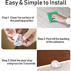 HAUSPROFI Doorstop, Self-Adhesive Door Stopper for Wall Protection Door Buffer Floor Stop for The Home and Office Wall Protector - Clear 4pcs，L:1.66,W:1.57,H:0.9(inch)