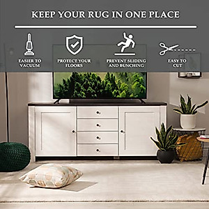 Superior Premium Easy Install Light-Weight Strong Grip Textured Rubber, Reversible Beige Hard Floor Surface Protection Area Rug Pad, 9' x 12', cream