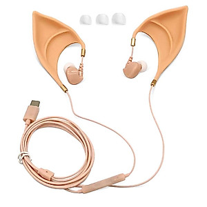 Urbun Elf Earbuds Headphones - Elegant Elves Ear Design Ultra-Soft Corded Earphone Perfect Sound Quality Fairy's Adorable Cosplay Headset Spirit Costume Accessories